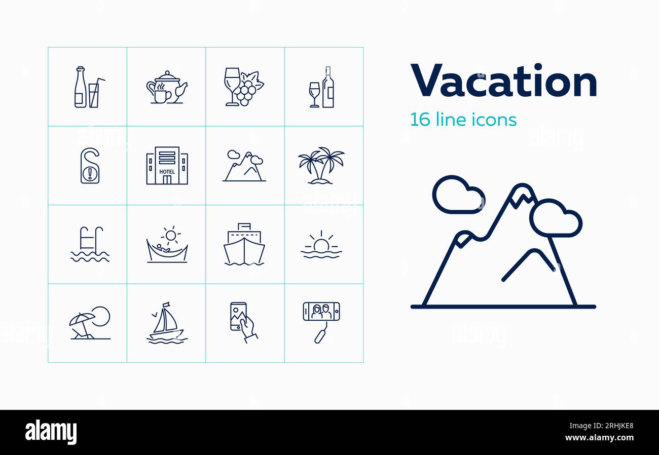 Vacation line icon set Stock Vector Image & Art - Alamy