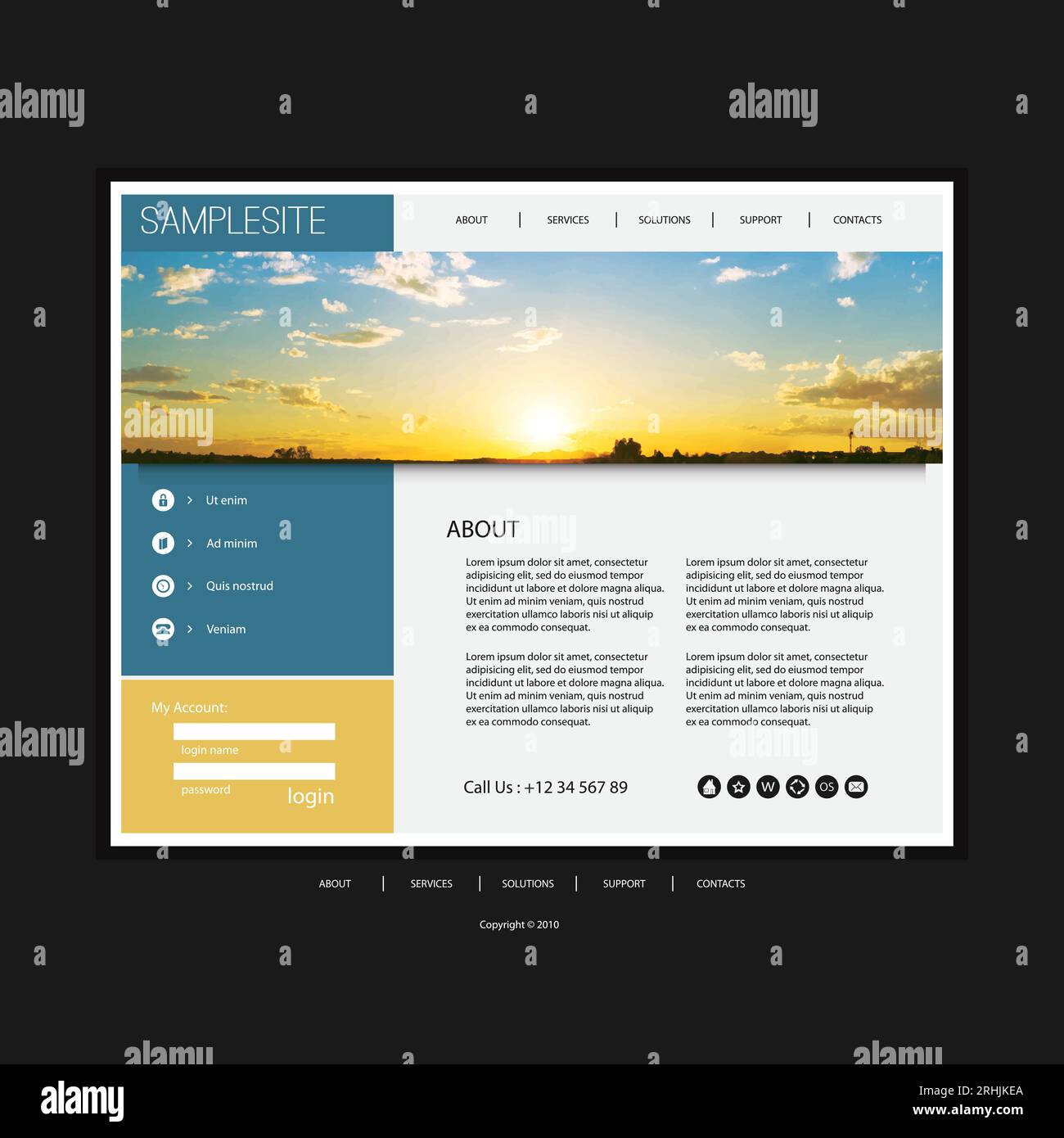 Website Design Template for Your Business with Sunset Panorama Image ...