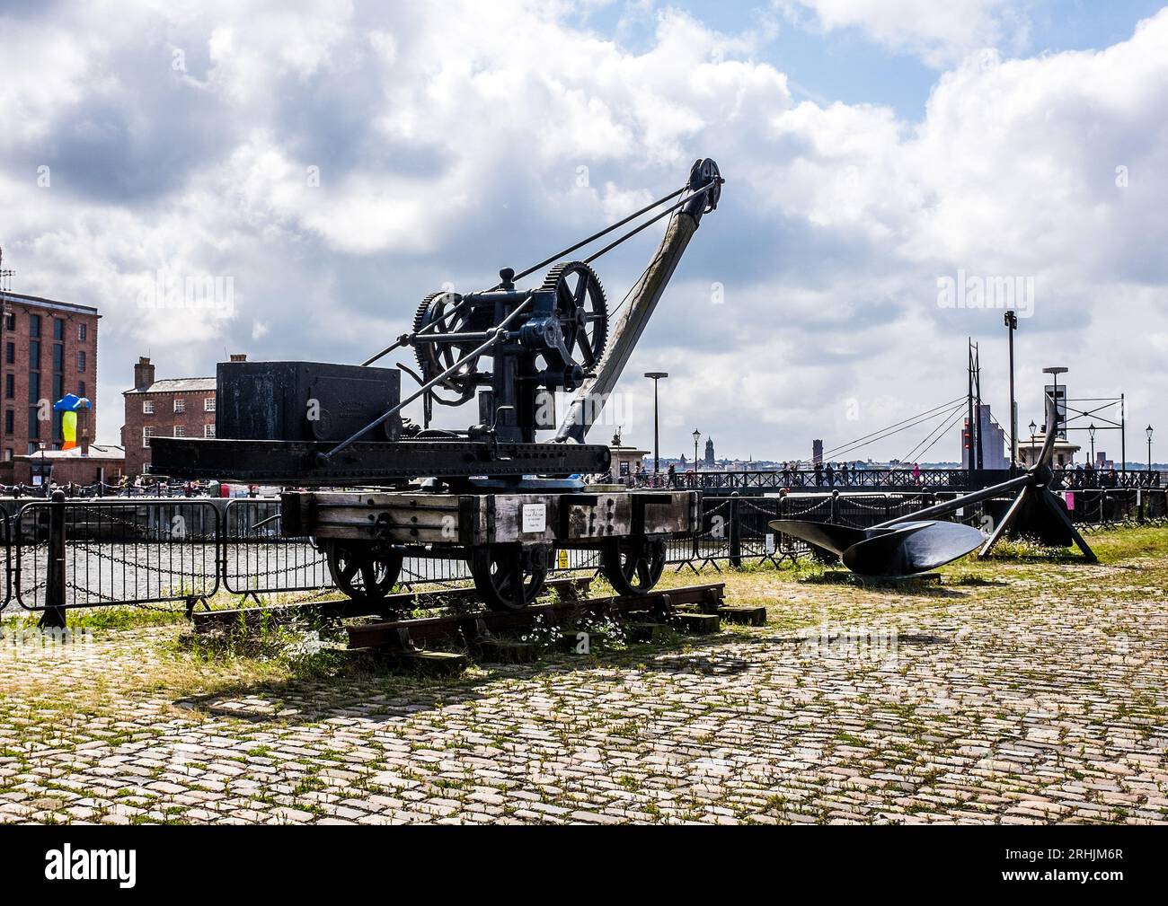 An old dock crane on display at the Albert Dock, Liverpool Stock Photo ...