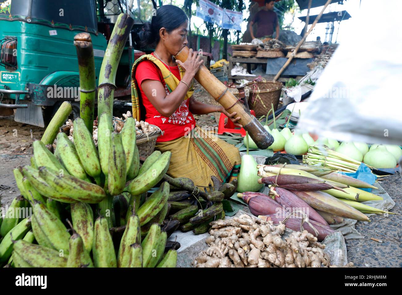 Rangamati, Bangladesh - July 26, 2023: Local tribal people Buy and sell daily necessities at ...