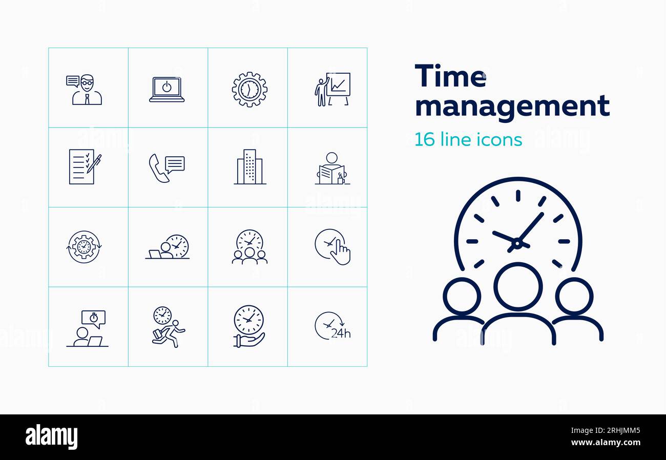 Time management line icon set Stock Vector Image & Art - Alamy
