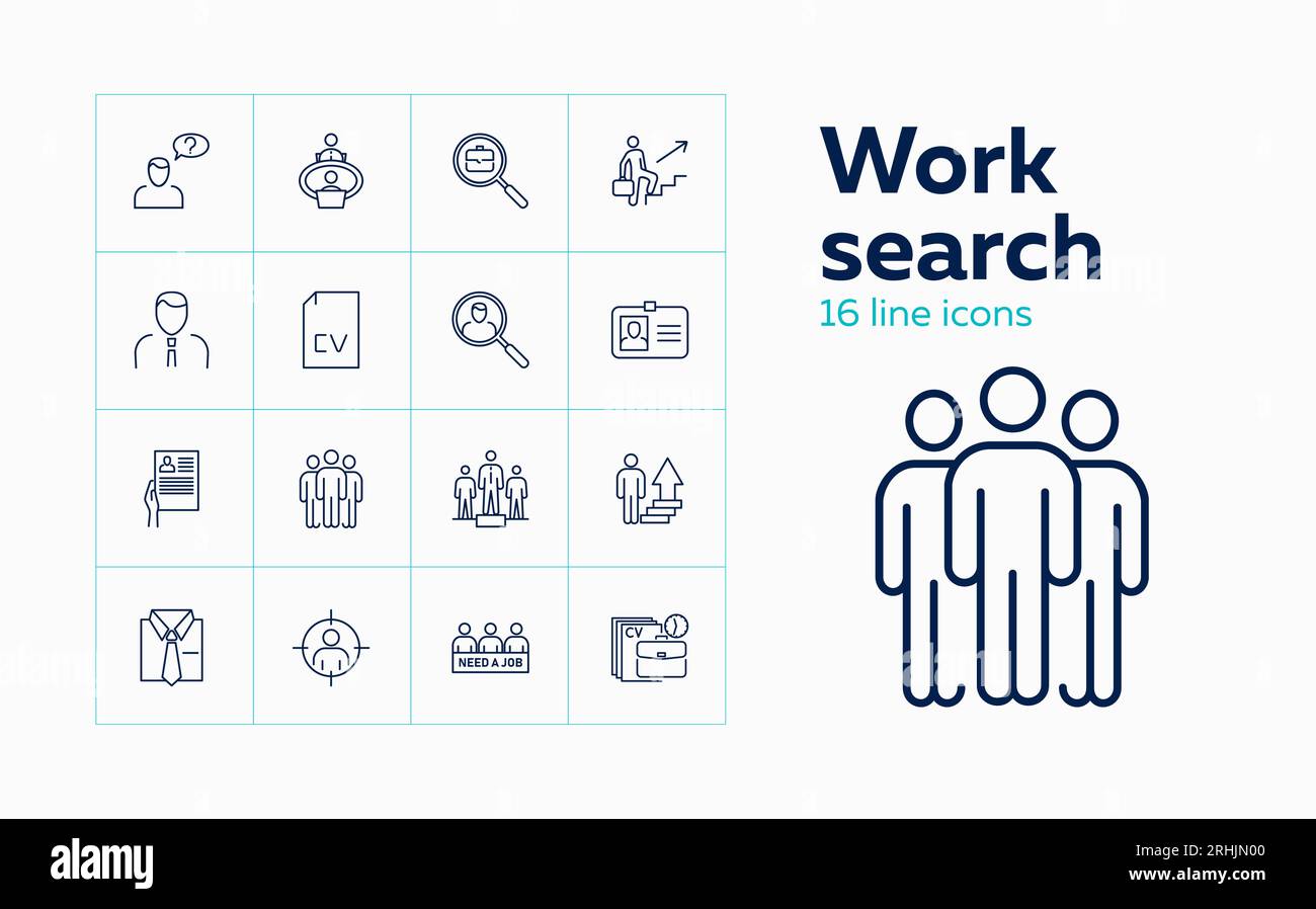 Work search line icon set Stock Vector Image & Art - Alamy
