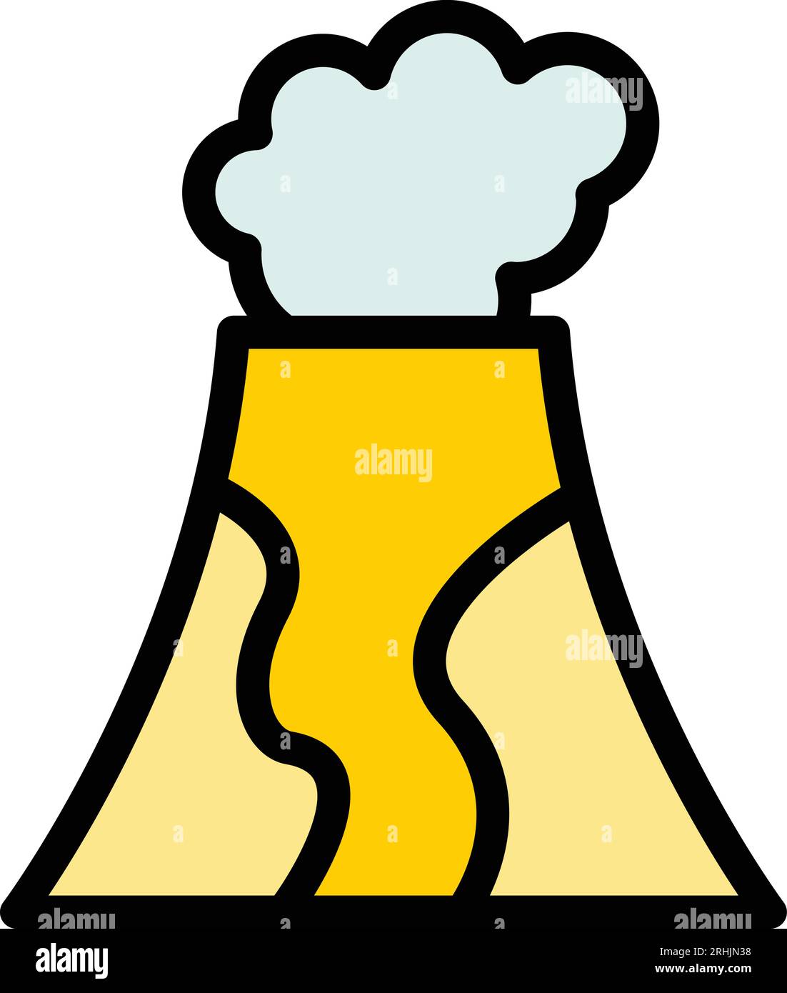 Eruption volcano icon outline vector. Lava fire. Mountain vulcano color ...