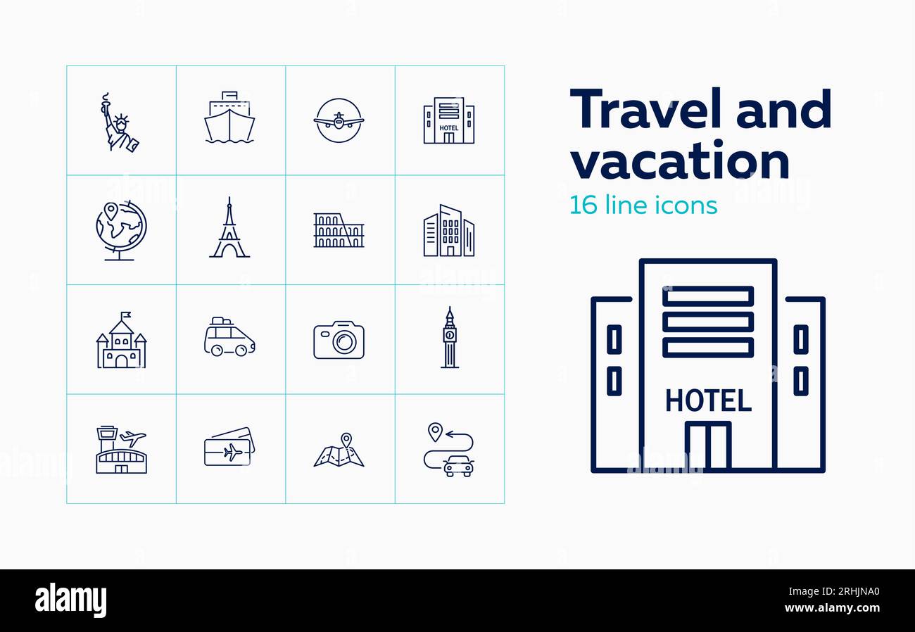 Travel and vacation icons Stock Vector Image & Art - Alamy