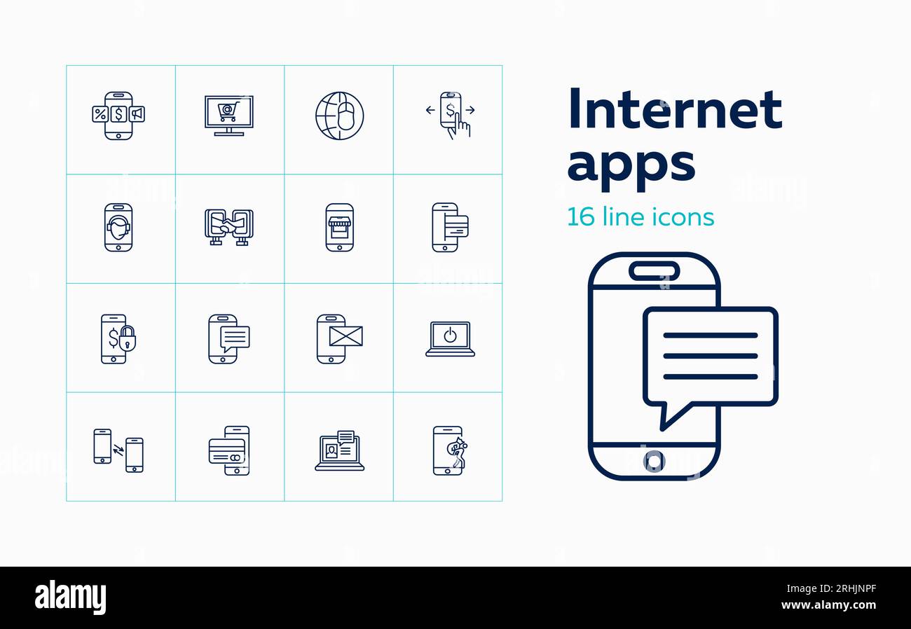 Internet apps line icon set Stock Vector Image & Art - Alamy