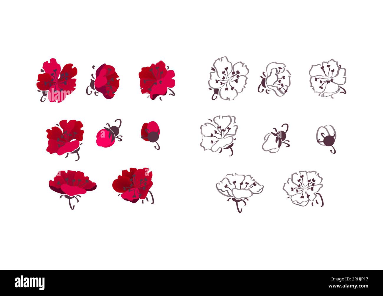 Oriental style flower set Stock Vector Image & Art - Alamy