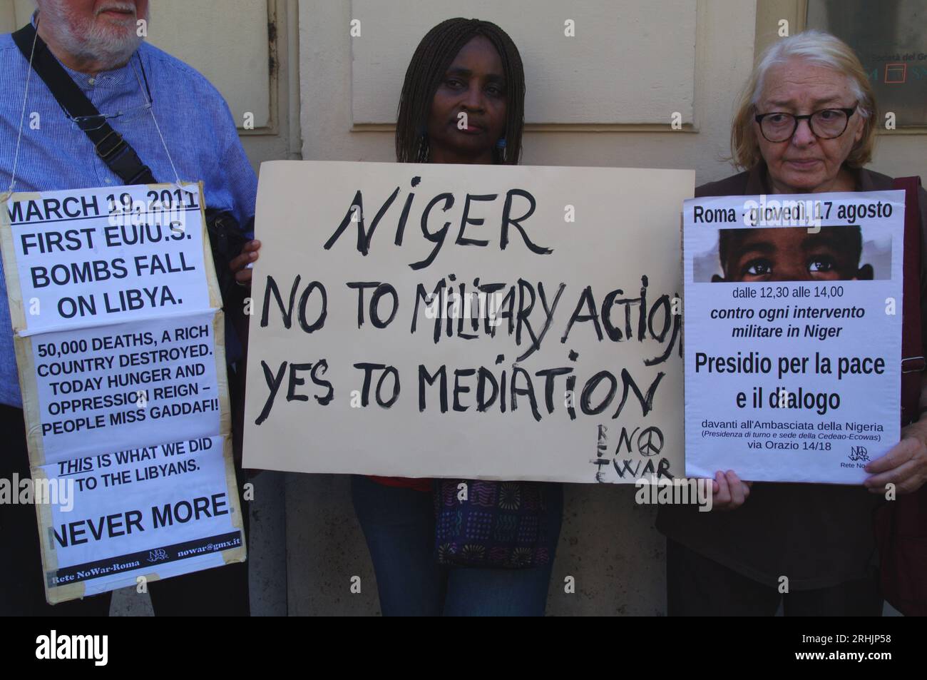 Rome, Italy. 17th Aug, 2023. Activists protest at Nigerian Embassy ...