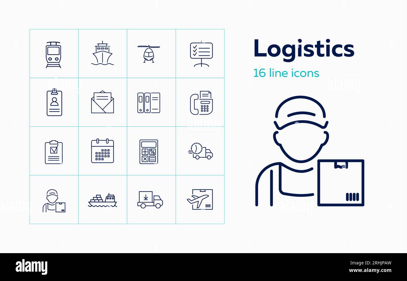 Logistics line icon set. Badge, checklist Stock Vector Image & Art - Alamy