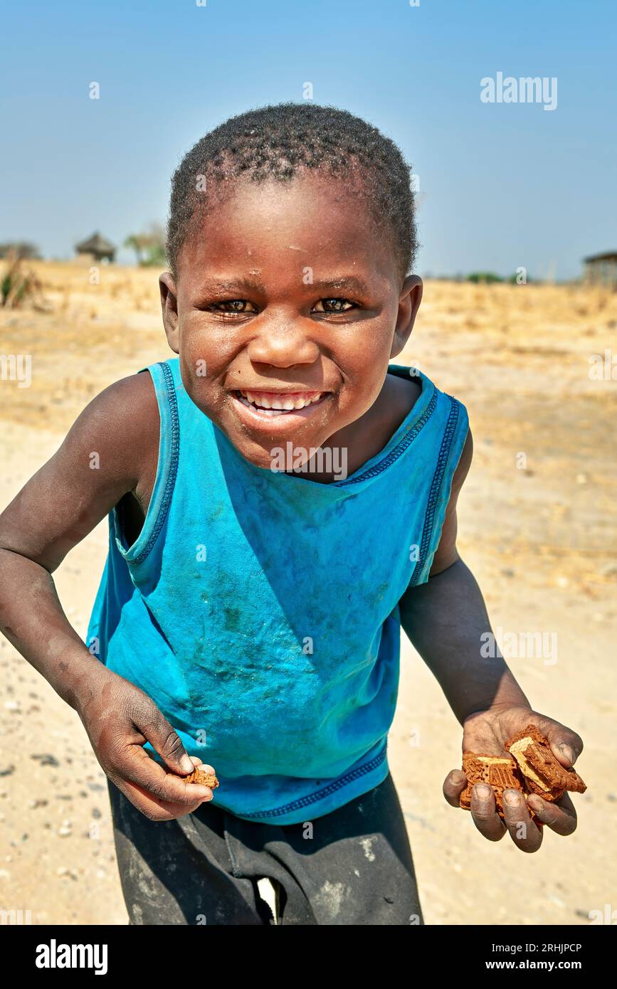Namibia. Portrait of a joyful boy in Kavango Region Stock Photo - Alamy