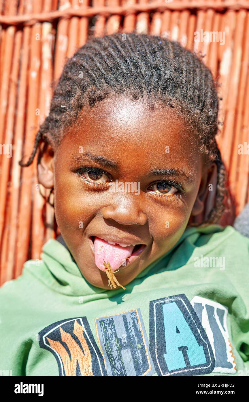 Namibia. Portrait of a joyful child in Kavango Region Stock Photo - Alamy