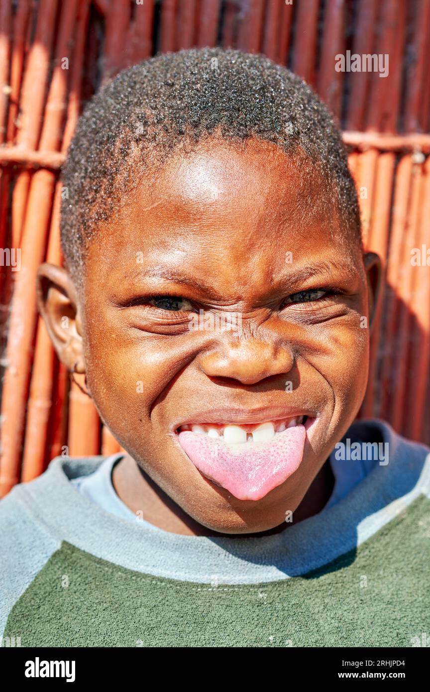 Namibia. Portrait of a joyful child in Kavango Region Stock Photo - Alamy