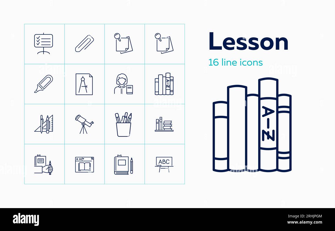 Lesson Icons Set Of Line Icons Stock Vector Image And Art Alamy