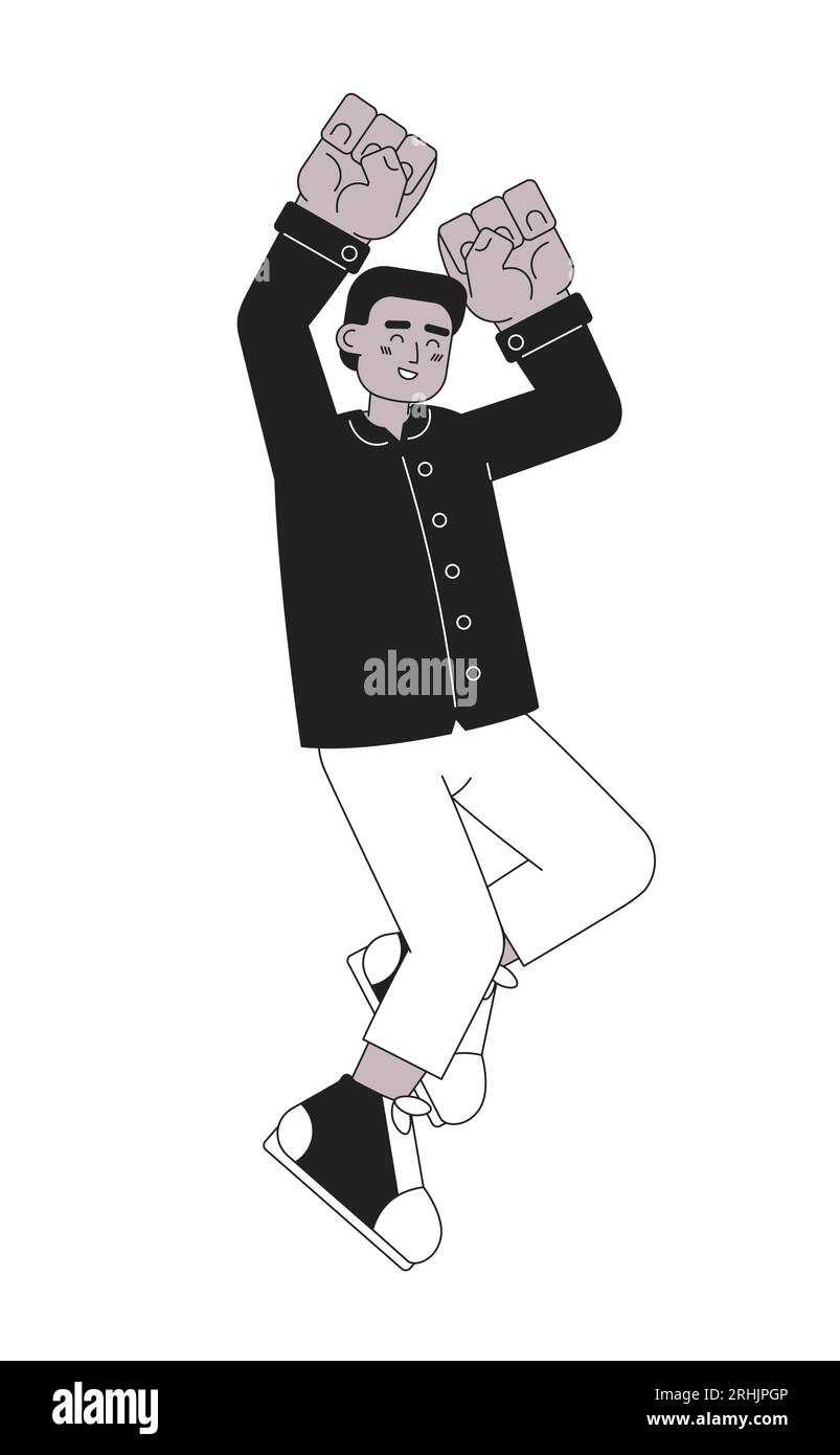 Black guy having fun monochromatic flat vector character Stock Vector ...