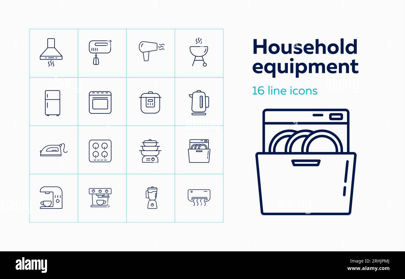 Household equipment line icon set Stock Vector Image & Art - Alamy