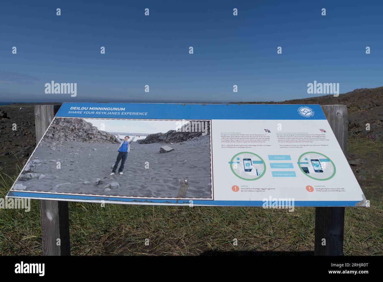 Hafnir, Iceland - July 11, 2023: Sign instructing tourists to post ...