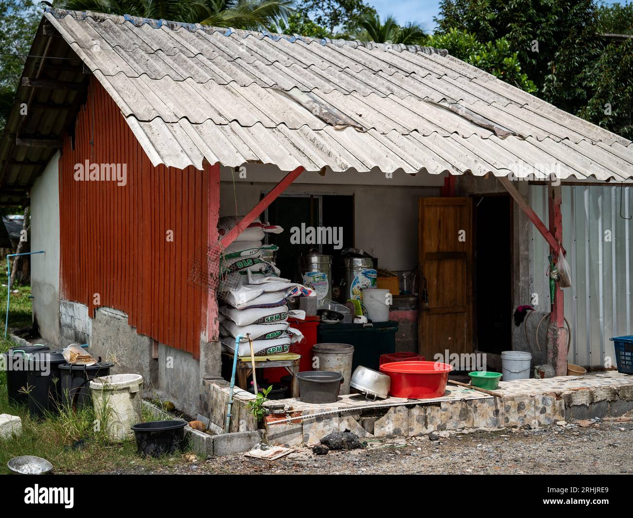 Thailand. 17th Aug, 2023. General view of a self-built village home ...