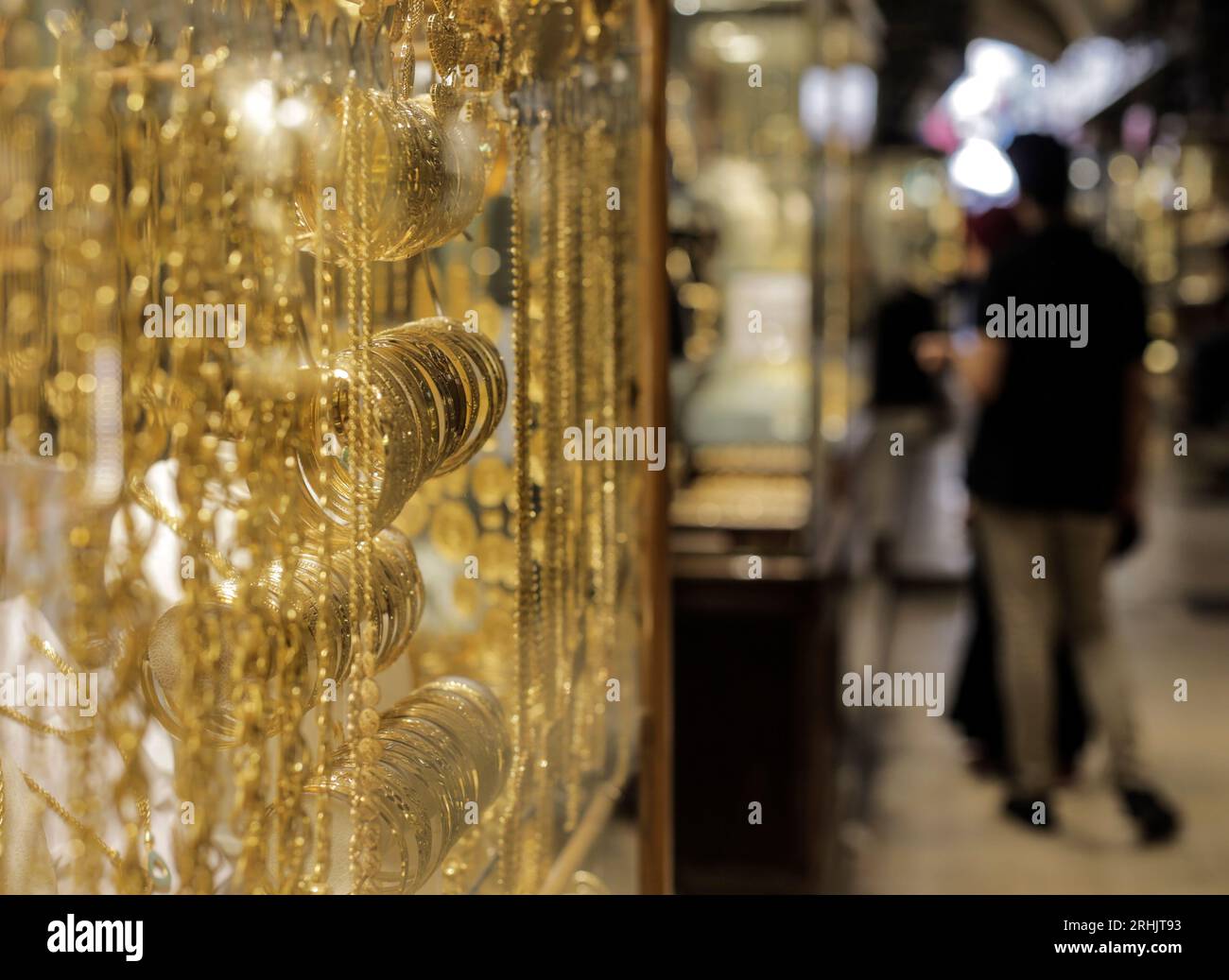 August 17, 2023, Gaza City, The Gaza Strip, Palestine: Gold jewelries ...