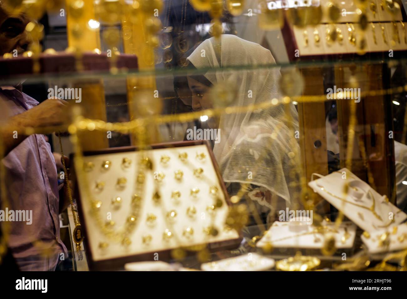 August 17, 2023, Gaza City, The Gaza Strip, Palestine: Gold jewelries ...