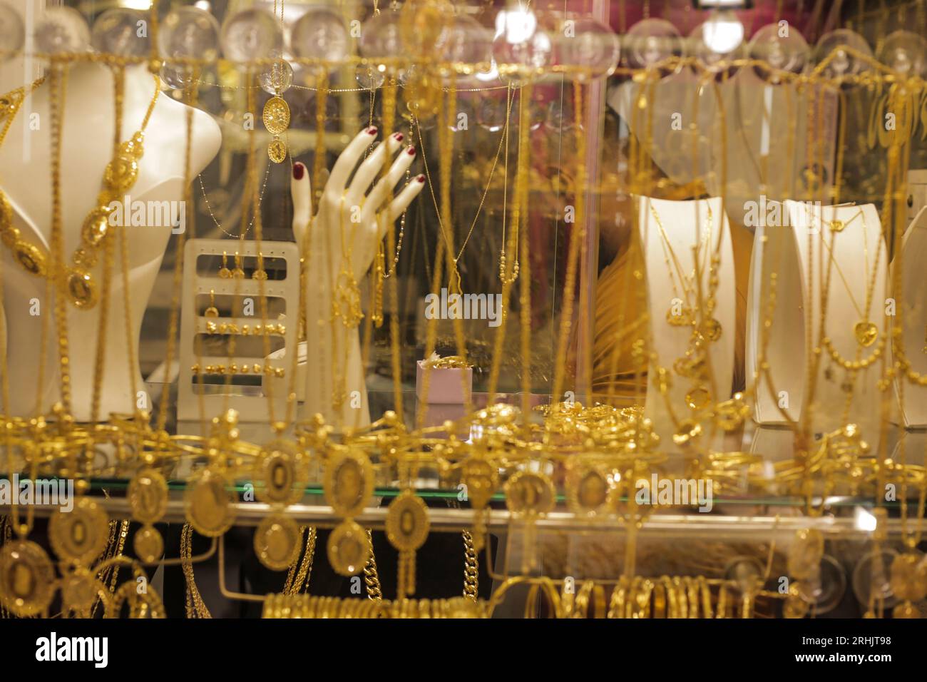 August 17, 2023, Gaza City, The Gaza Strip, Palestine: Gold jewelries ...