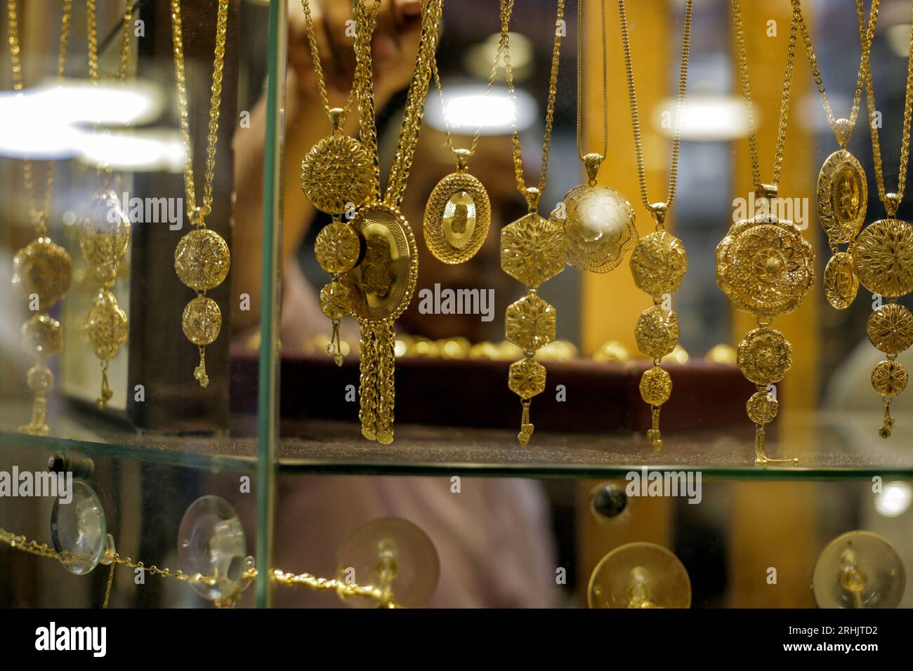 August 17, 2023, Gaza City, The Gaza Strip, Palestine: Gold jewelries ...