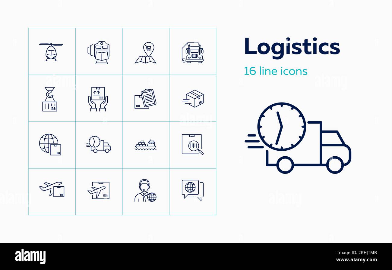 Logistics line icon set. Map, train, parcel Stock Vector Image & Art - Alamy