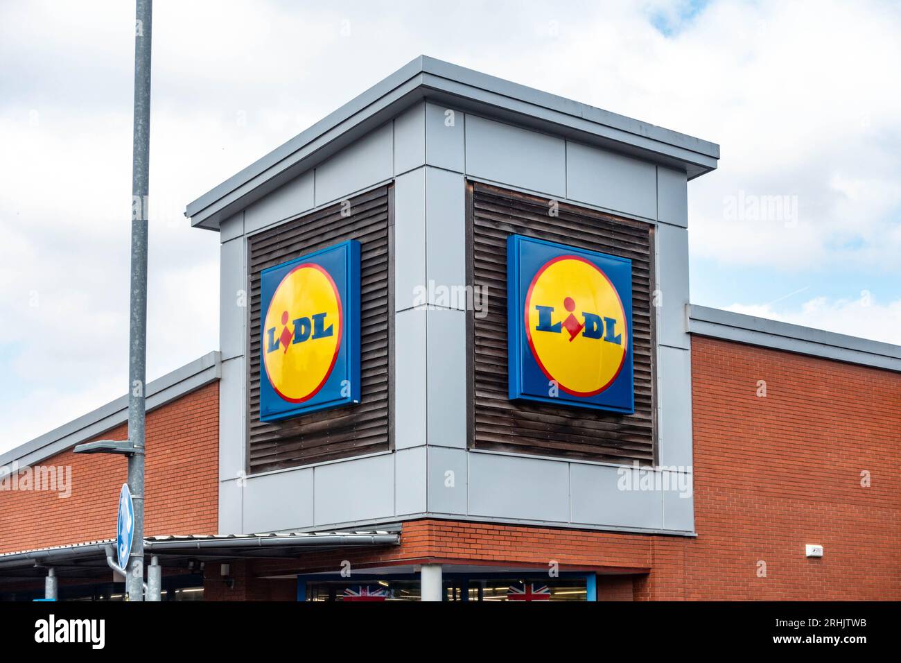 The Lidl supermarket at Finchfield in Wolverhampton, UK with it's ...