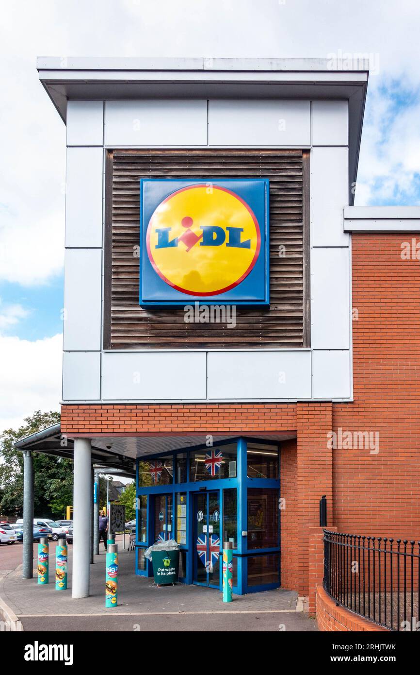 The Lidl supermarket at Finchfield in Wolverhampton, UK with it's ...