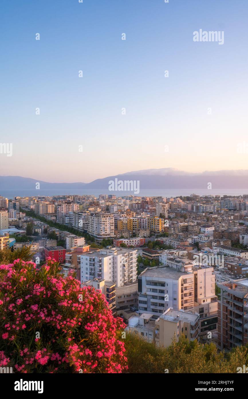 Albania- Vlora- cityscape as seen from hill Kuzum Baba Stock Photo - Alamy
