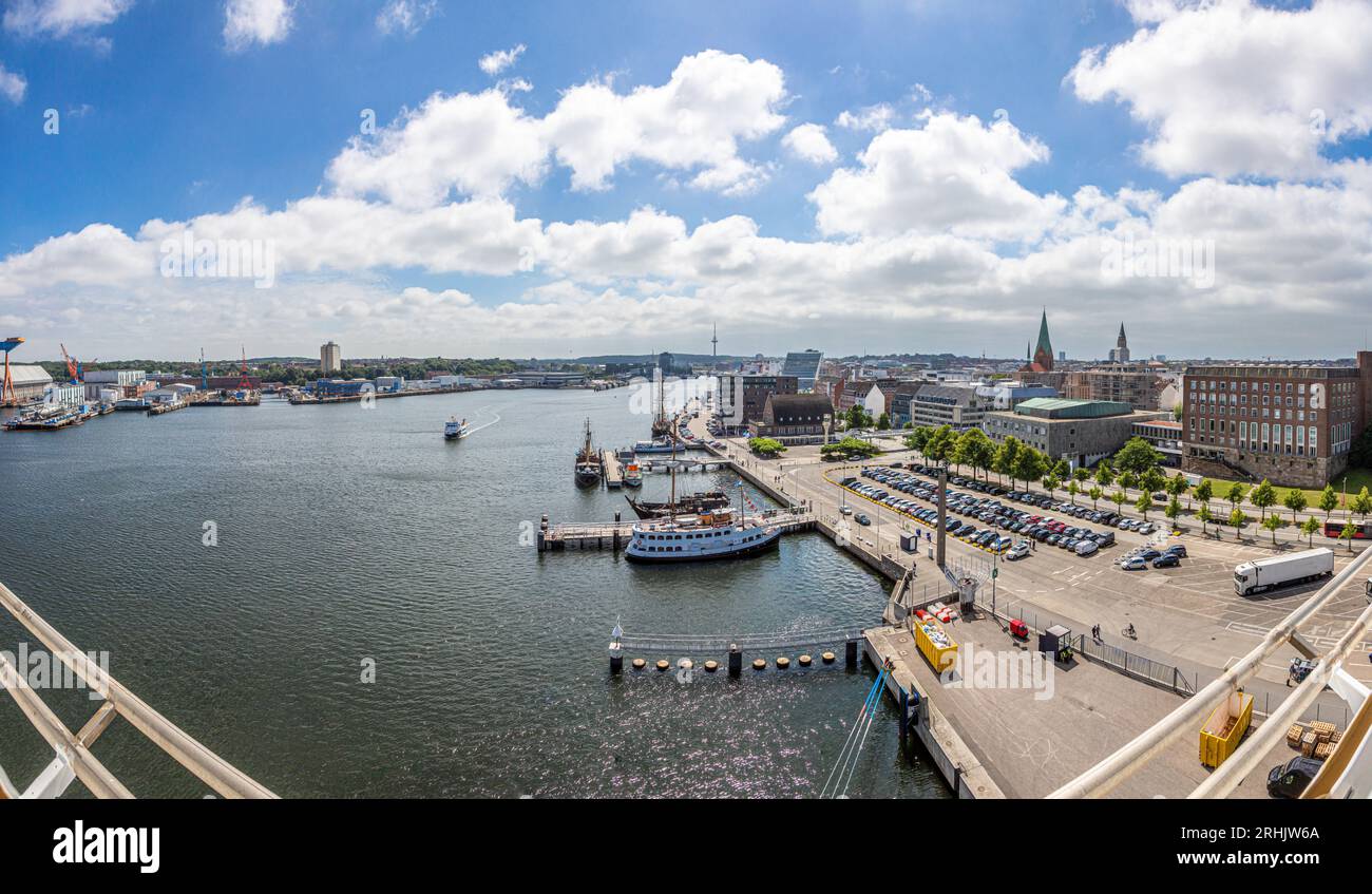 Aerial picture from the cruise ship terminal over the German city of ...