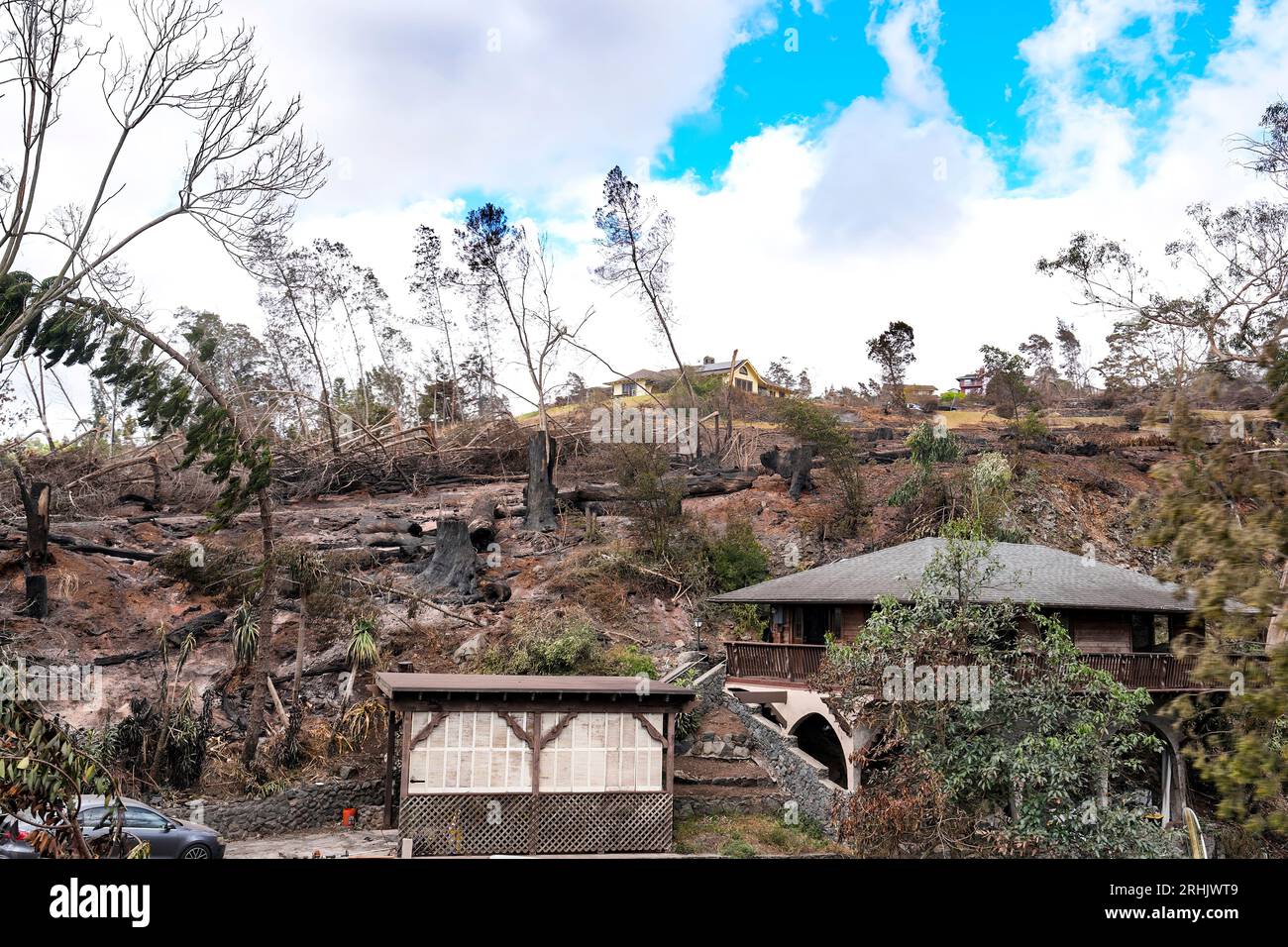 Maui, Hawaii (Aug. 13, 2023) - Photos from a moving vehicle show some ...
