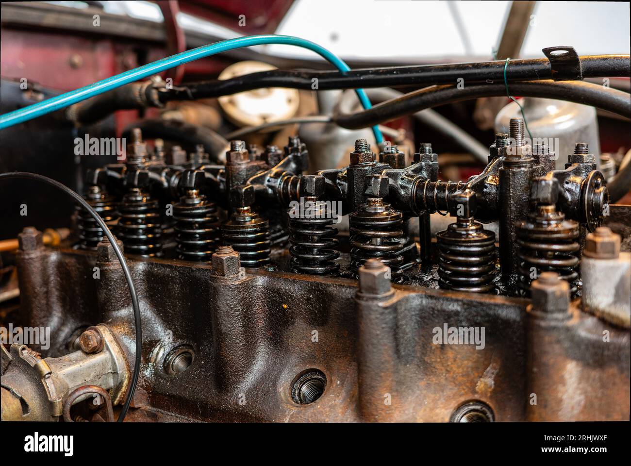 MGB sports car internal view of engine Stock Photo - Alamy