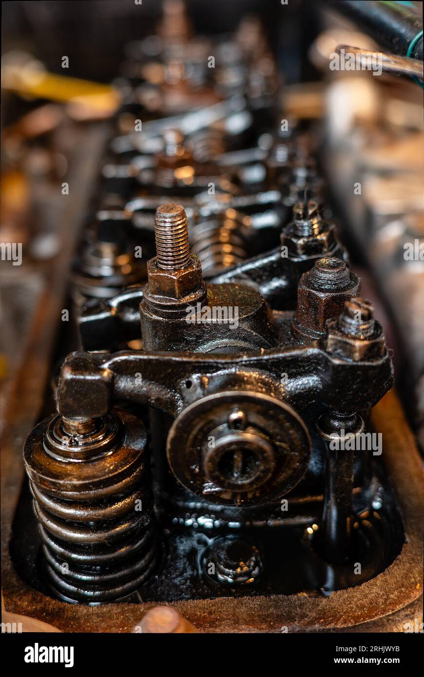 MGB sports car internal view of engine Stock Photo - Alamy