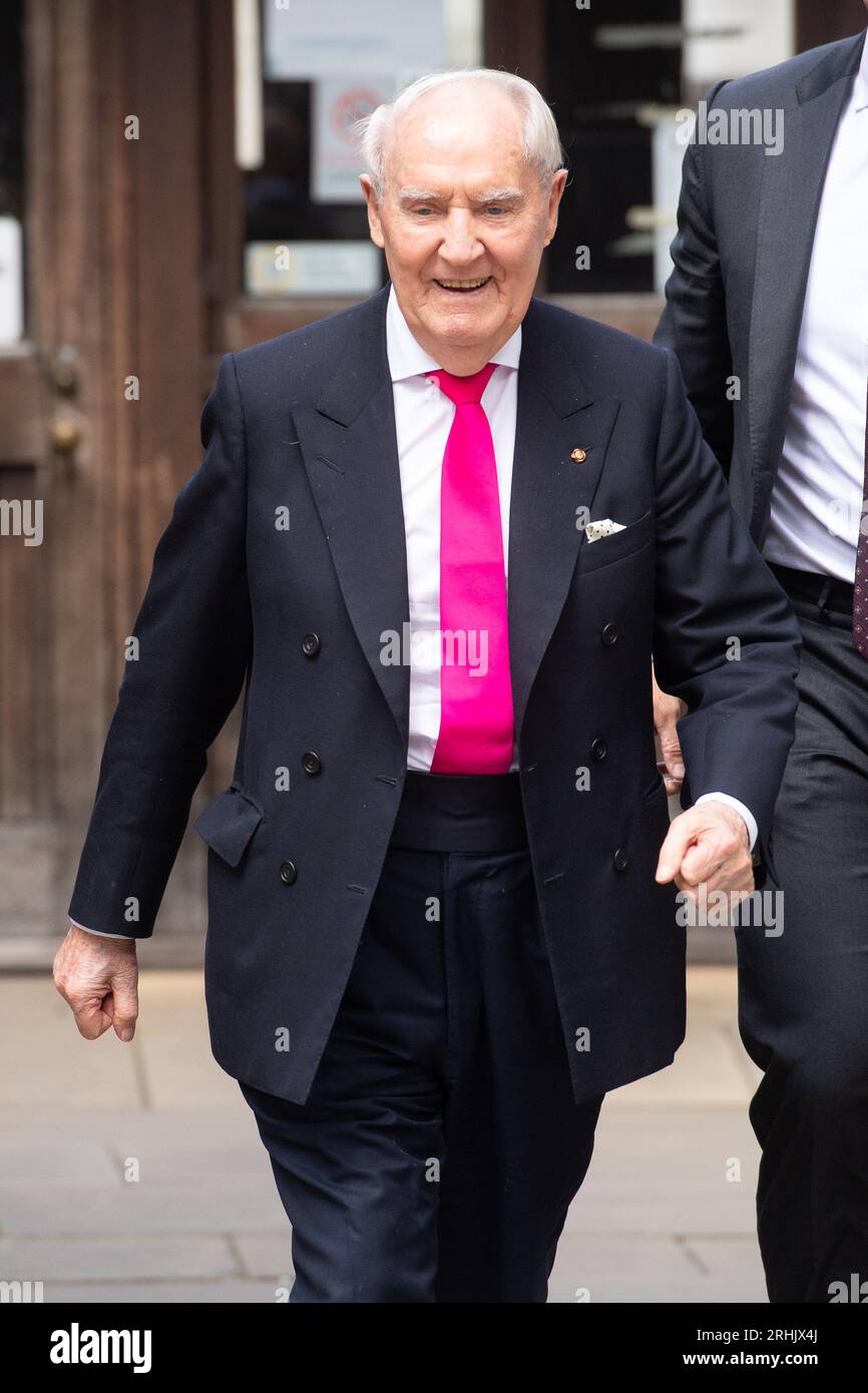 London, UK. 17 Aug 2023. Sir Frederick Barclay arrives at The Royal ...