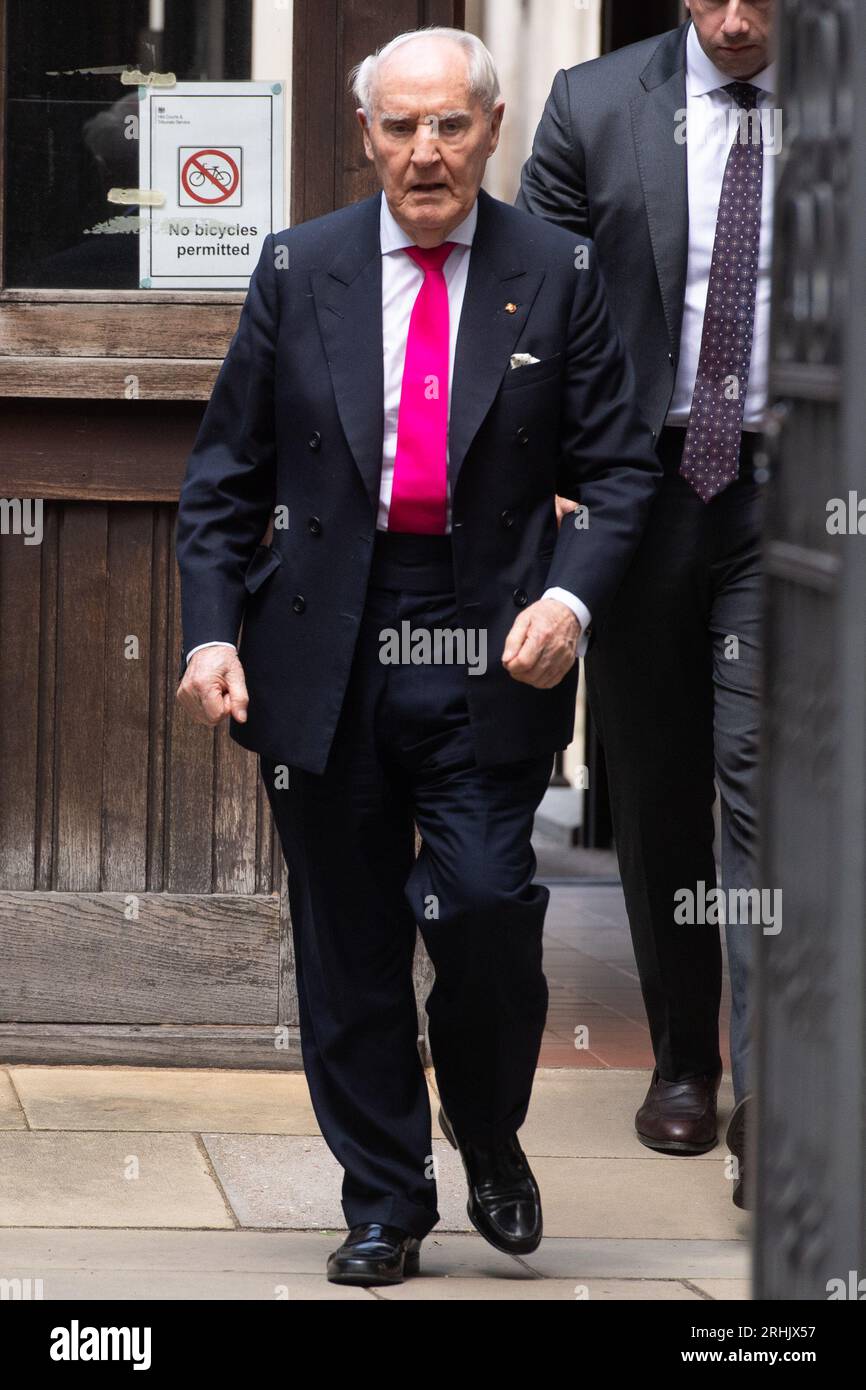 London, UK. 17 Aug 2023. Sir Frederick Barclay arrives at The Royal ...