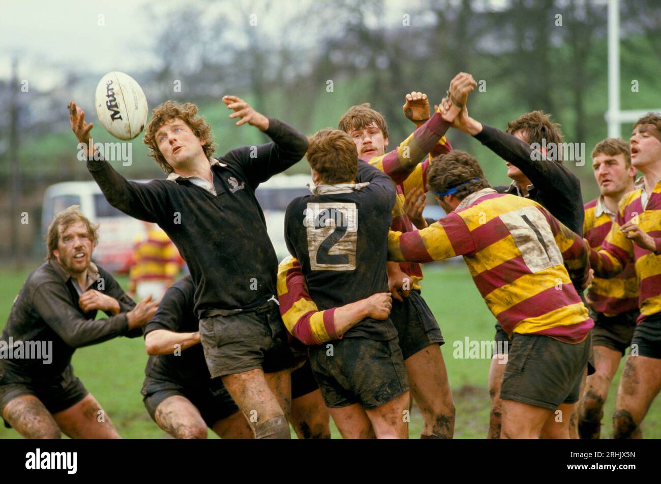 Village Rugby Men playing village rugby against a team from Cumberland ...
