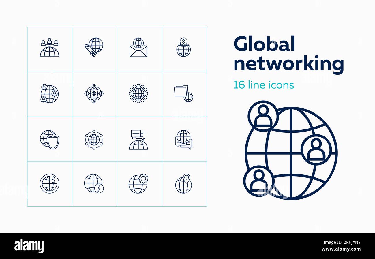 Global networking line icon set Stock Vector Image & Art - Alamy