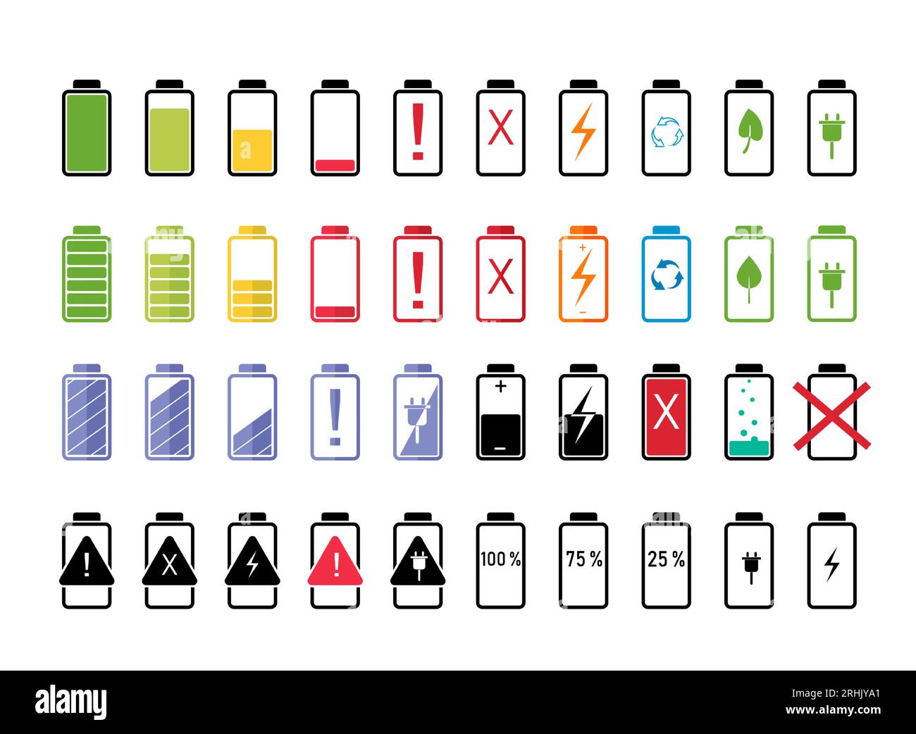 Battery charge level indicators vector illustrations set Stock Vector ...