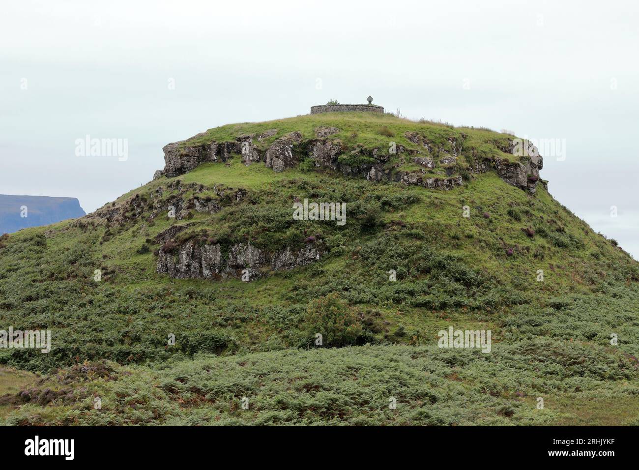 A dun or fortified hill on the Isle of Ulva with a stone wall ...