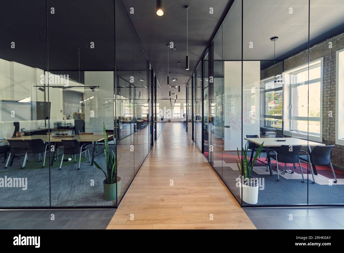 In a setting of modern, glass-walled business startup offices, the open ...