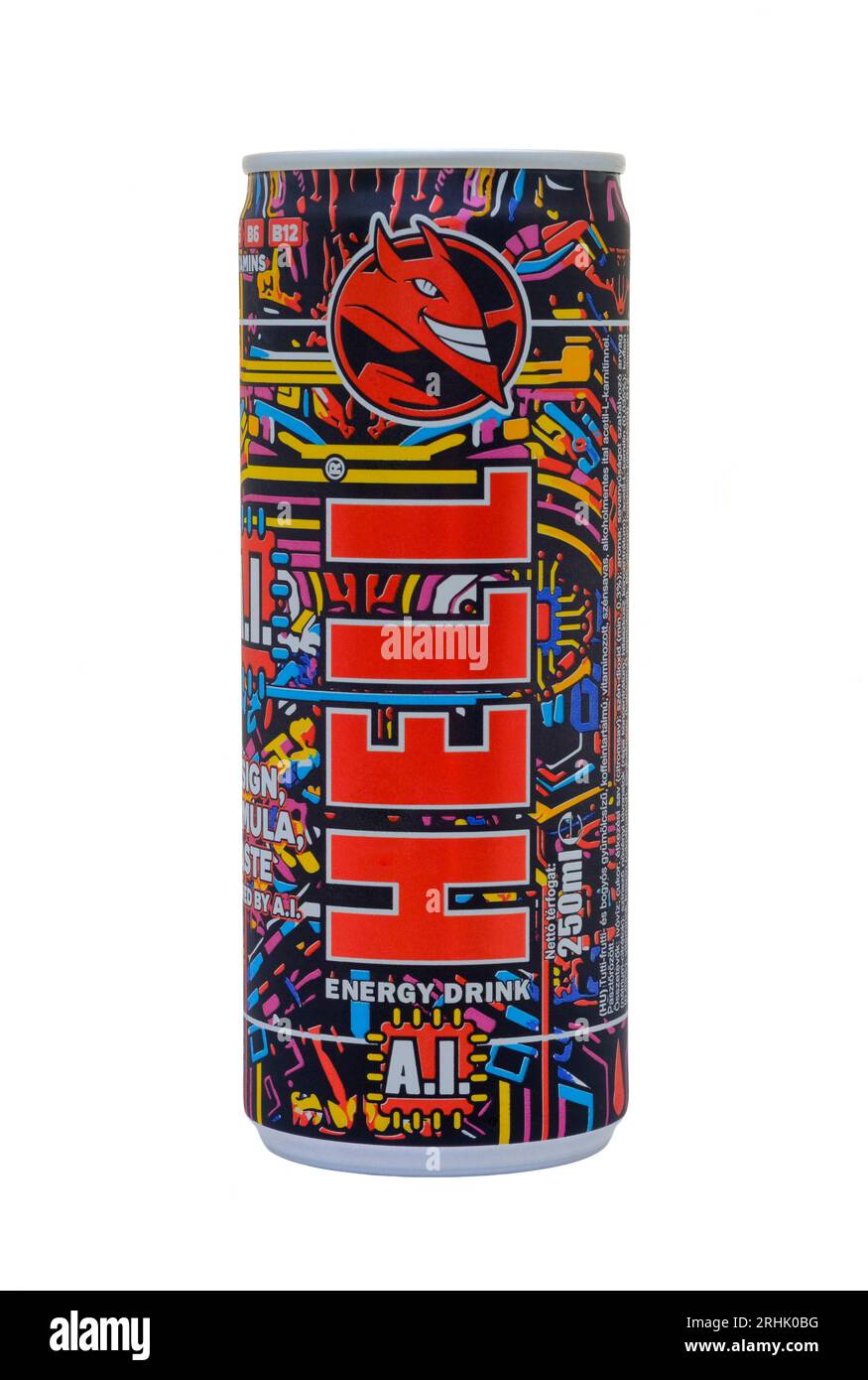 can of hungarian energy drink hell ai on white background Stock Photo ...