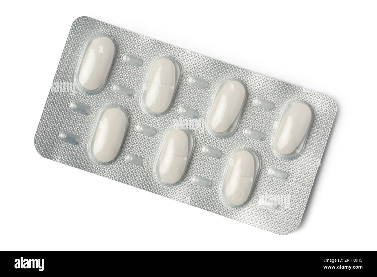 close-up of white tablets in blister pack, medical drugs for allergies ...