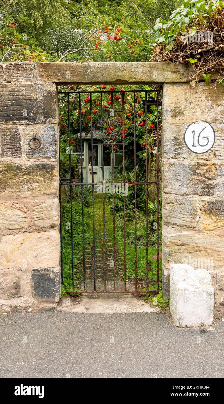 Gate leading to a garden path and garden shed, Limekilns, Fife ...
