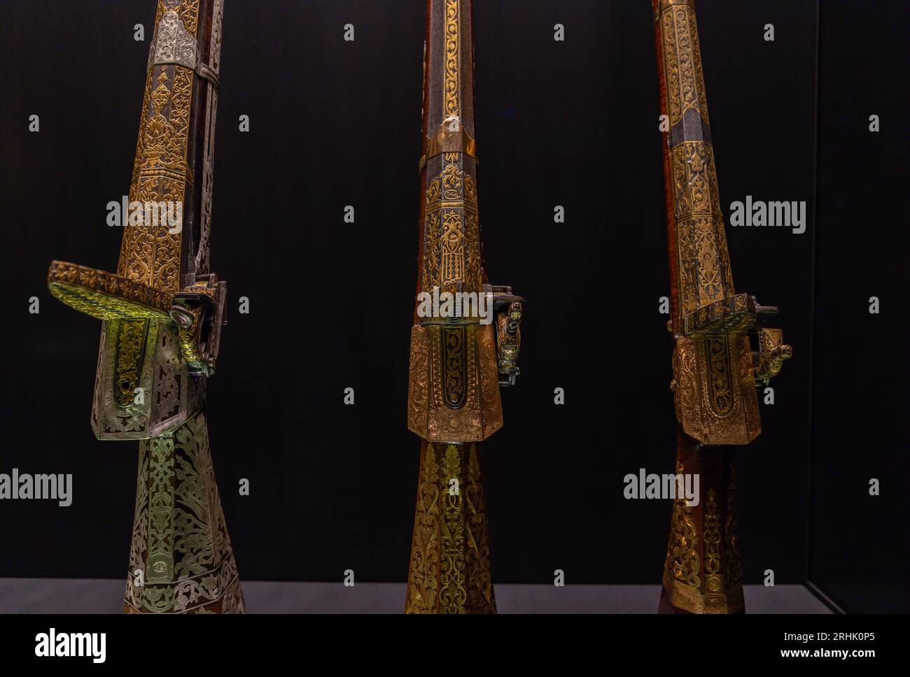 A picture of three rifles inside the Weapon and Armours room, part of ...