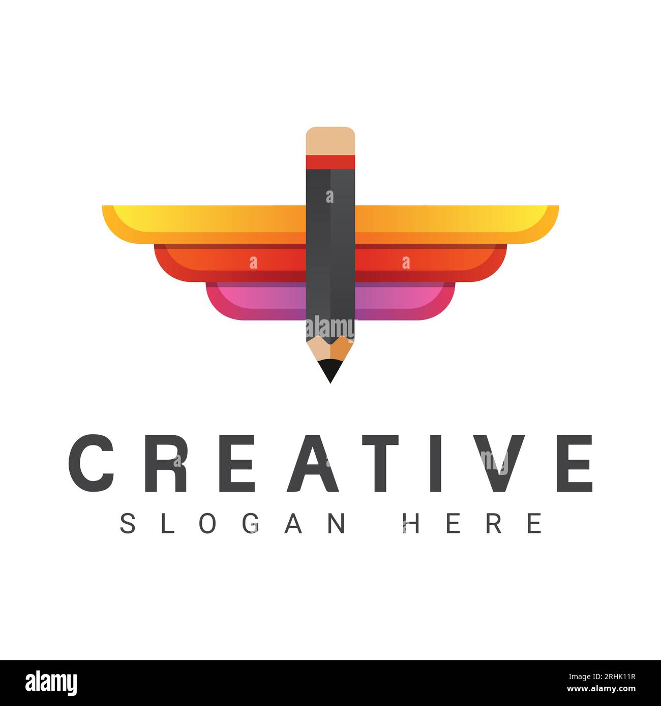 Creative Pencil with Wings Logo Design Flying Pen Logotype Creative ...