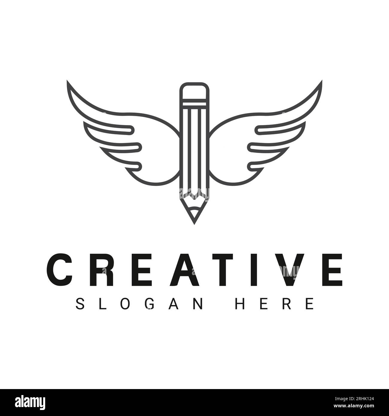 Creative Pencil with Wings Logo Design Flying Pen Logotype Creative ...