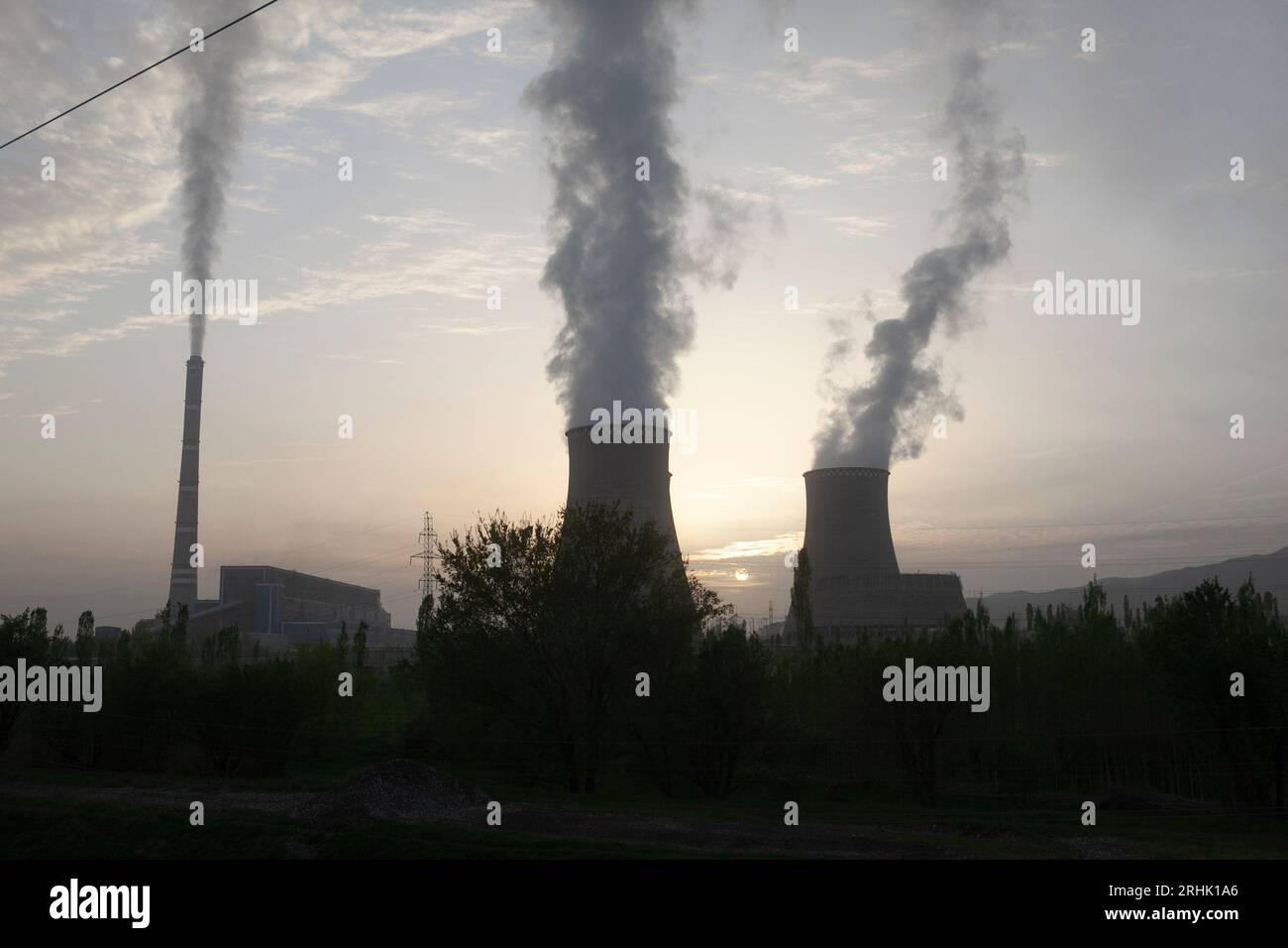 The Angren Thermal Power Plant, which burns coal from a nearby mine, in ...