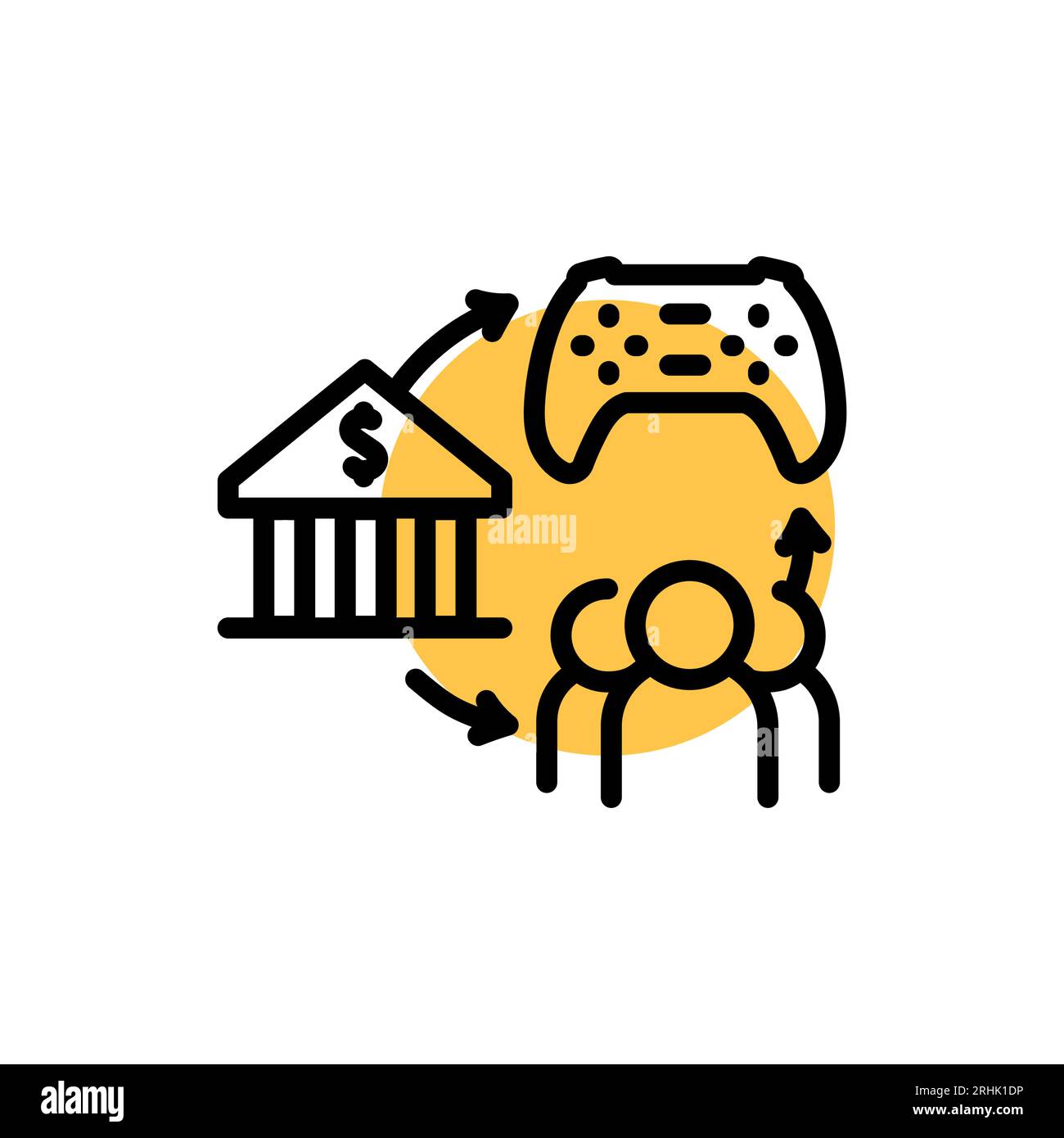 Gamefi ecosystem color line icon. Digital crypto art. Outline pictogram ...