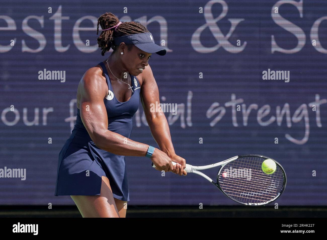 August 17, 2023, Mason, Ohio, USA: Sloane Stephens (USA) hits a two ...