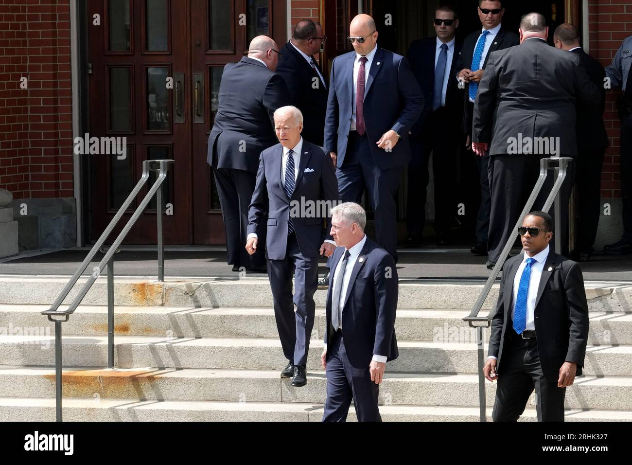President Joe Biden leaves after paying respects to former Pennsylvania ...