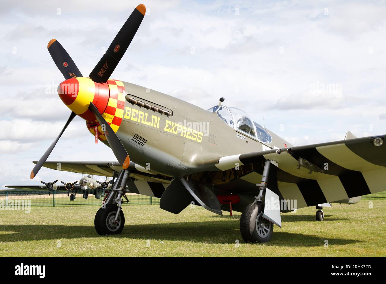 A world war two P-15 Mustang fighter plane on Duxford on static display ...